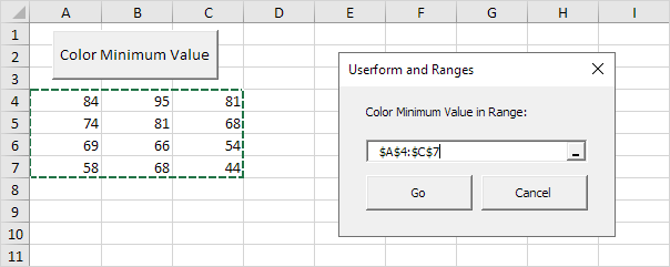 Userform and Ranges in Excel VBA (In Easy Steps) Userform and Ranges in Excel VBA (In Easy Steps)